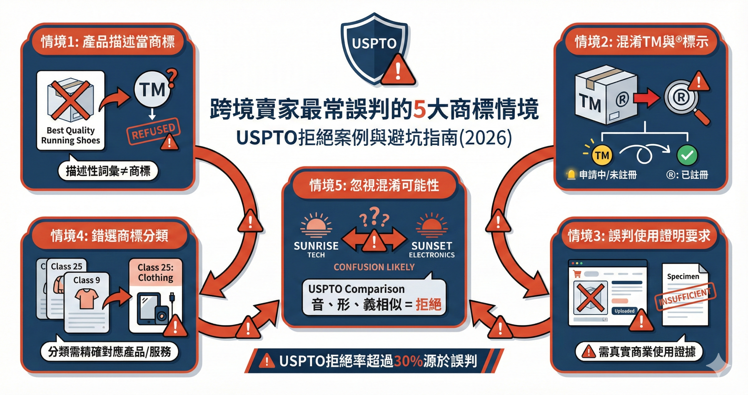 跨境賣家最常誤判的5大商標情境：USPTO拒絕案例與避坑指南(2026) - Greenoo-臺灣亞馬遜跨境電商開店合規服務平台